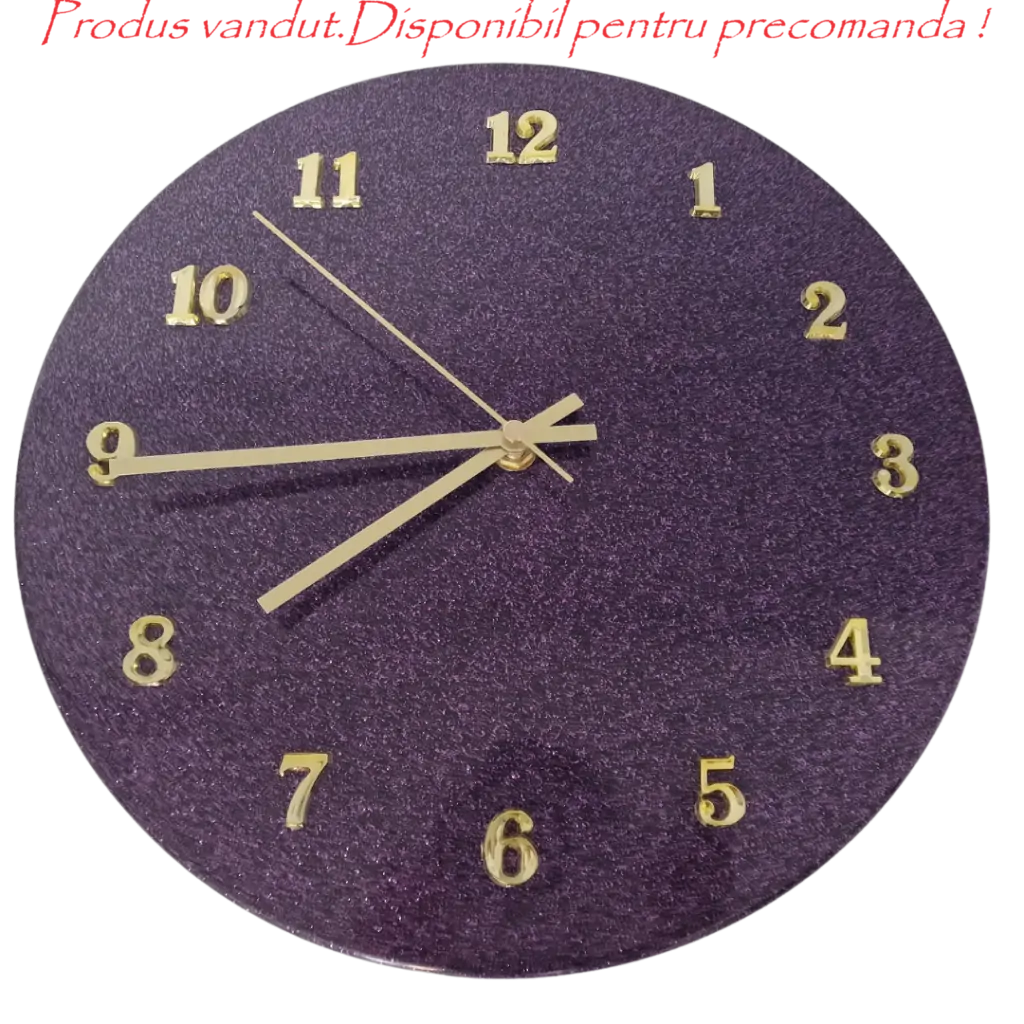 Ceas Perete Integral din Rășină Epoxidică – Negru - Finecraft