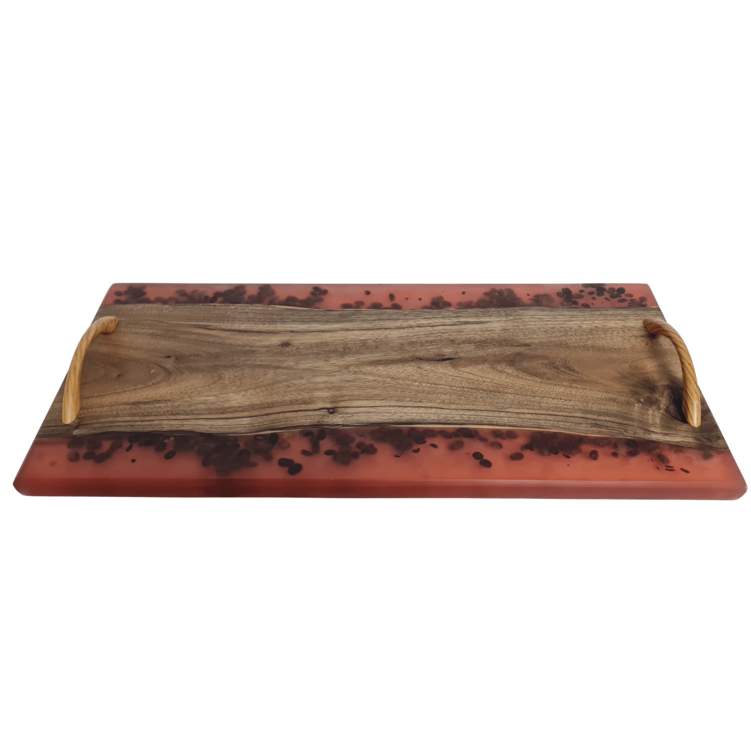 Platou Servire Handmade din Lemn de Nuc cu Rășină Epoxidică și Boabe de ...